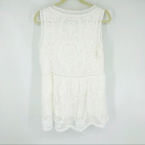 Tops | Nwt White Lace Overlay Floral Embroidered Top Med | Poshmark